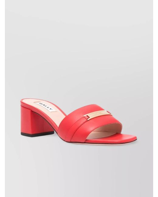 Bally Heeled Mules With Square Toe And Open Back in Red | Lyst