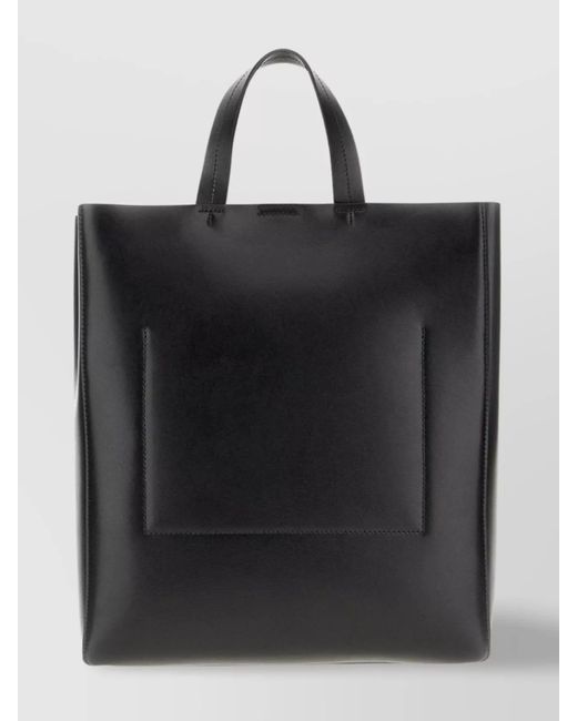 Jil Sander Medium Bond Calf Leather Tote Bag in Black | Lyst