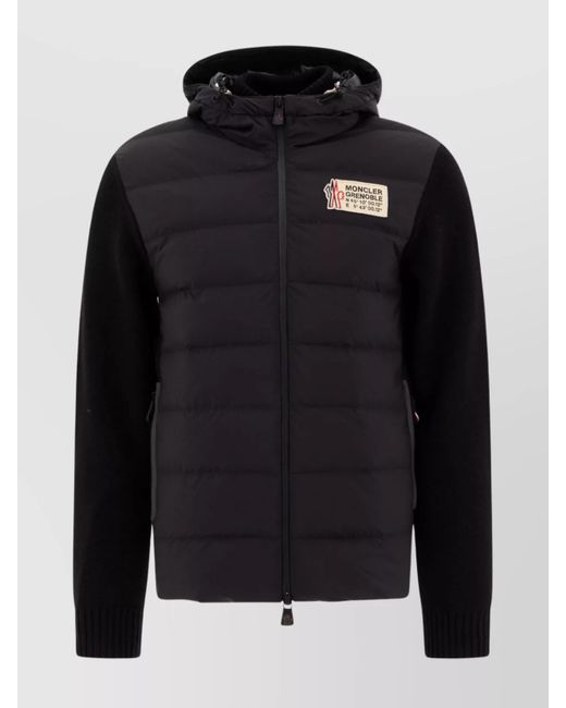Moncler Hooded Knit Down Jacket Design in Black for Men | Lyst
