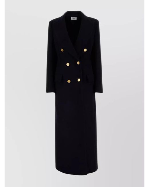 Bally Wool Coat With Back Slits And Double-Breasted Design in Black | Lyst