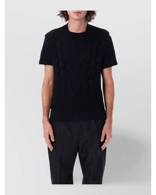 Our Legacy Cropped Cable Knit Vest in Black for Men | Lyst