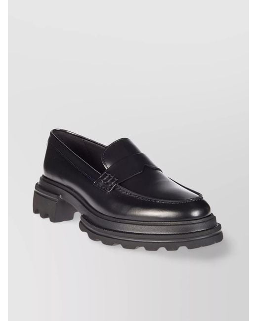 Hogan Loafers Chunky Sole Round Toe in Black | Lyst
