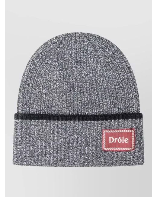 Drole de Monsieur Wool Beanie Hat Folded Cuff Ribbed in Grey for Men ...