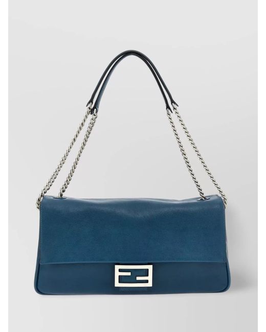 Fendi Large Rectangular Chain Strap Shoulder Bag in Blue | Lyst