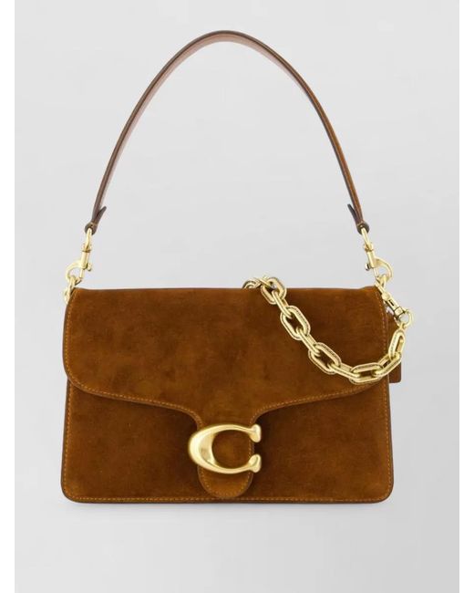 COACH Tabby Chain Leather Shoulder Bag in Brown | Lyst