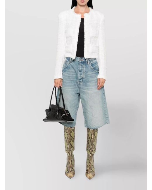 IRO Tweed Cropped Jacket Frayed Edges in White | Lyst UK