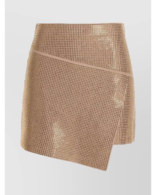 ANDREADAMO Knit Sequin Skirt Asymmetric Design in Natural | Lyst UK