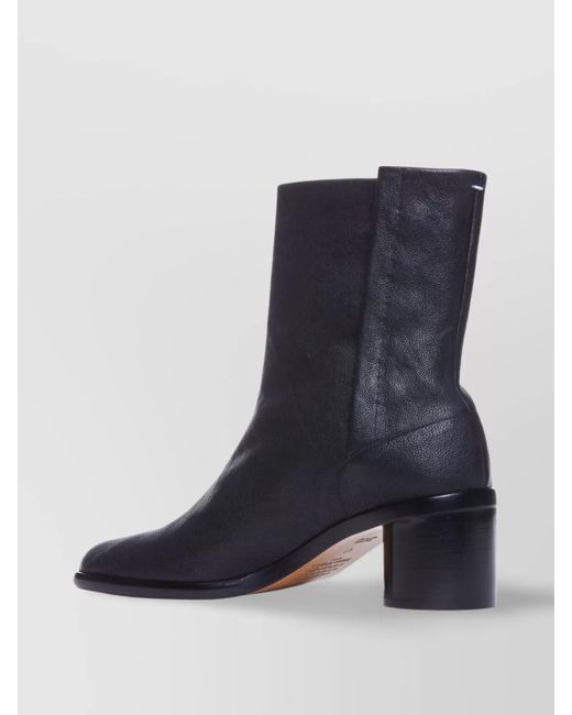 Maison Margiela Leather Block Heel Ankle Boots With Tabi Toe in Blue ...