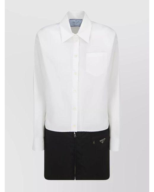 Prada Dress Featuring A Chest Pocket in White | Lyst