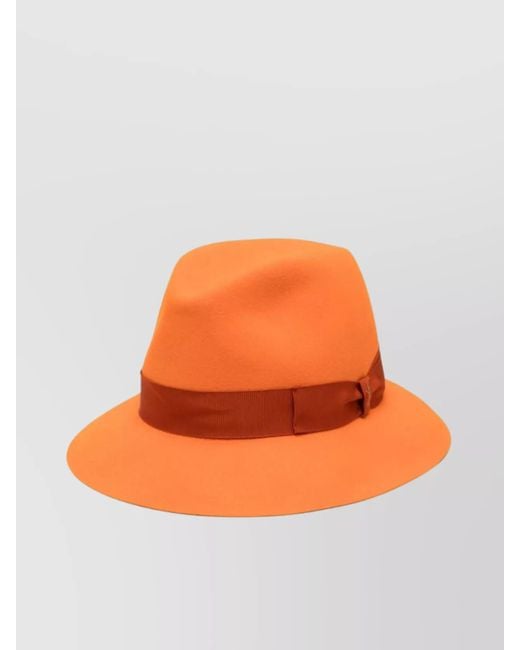 Borsalino Fedora Hat With Bow And Ribbon in Orange for Men | Lyst