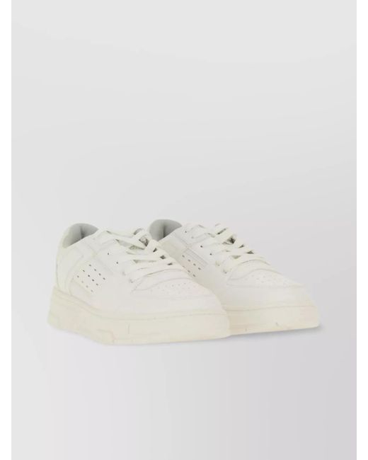 HUGO Round Toe Perforated Sneakers Rubber Sole in Natural for Men | Lyst UK