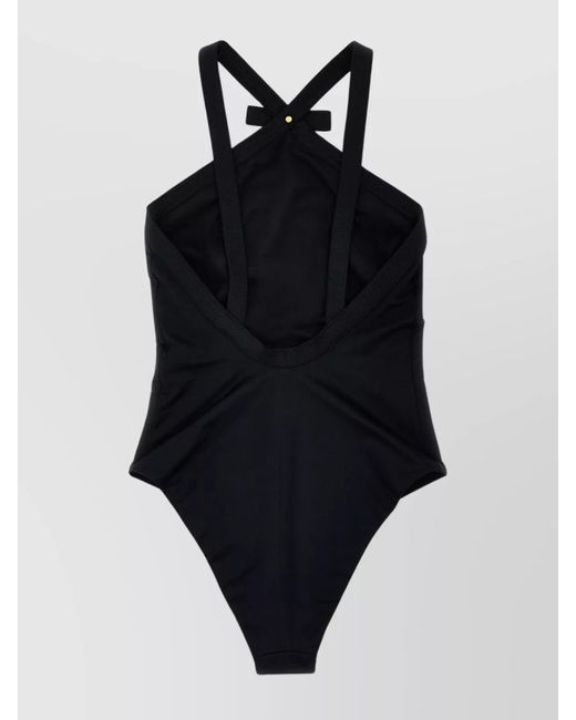 Versace Bow Swimsuit Cross-Back Straps in Blue | Lyst