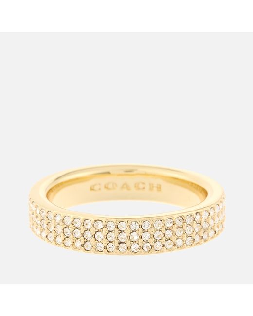 COACH Gold-plated Cubic Zirconia Ring in Metallic | Lyst