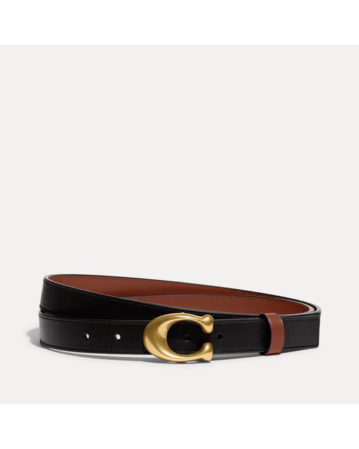 COACH C-plaque Reversible Leather Belt in Black | Lyst