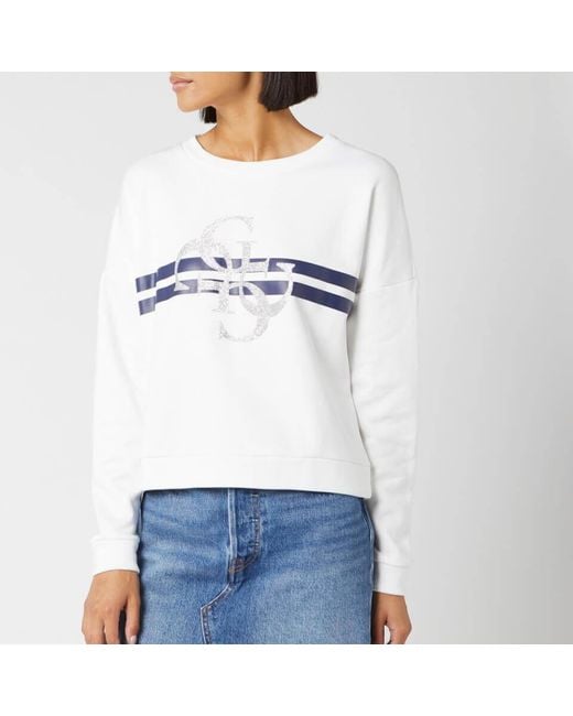 Guess Cotton 4g Logo Sweater in White - Save 26% - Lyst
