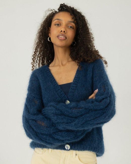 THE KNOTTY ONES Pagunda Mohair & Silk Cardigan in Blue | Lyst UK