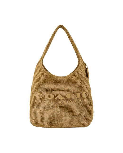 COACH Straw Brooklyn 39 Shoulder Bag in Brown | Lyst