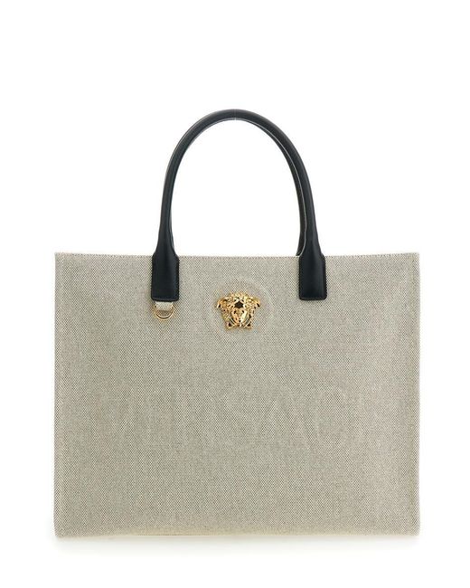 Versace Tote Bag With Medusa Plaque On The Front And Embossed Logo ...