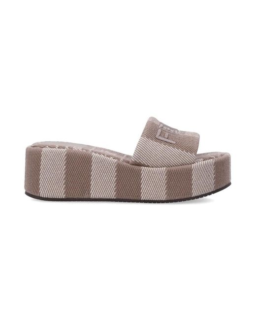 Fendi Sunshine Slide Sandals in Gray | Lyst