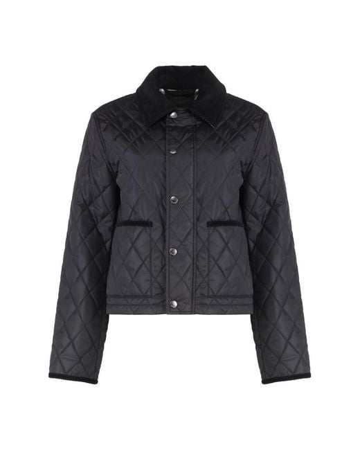 Burberry Quilted Jacket With Snaps For in Black | Lyst