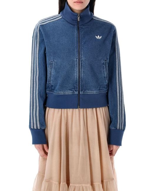 adidas Originals Denim Bomber in Blue | Lyst