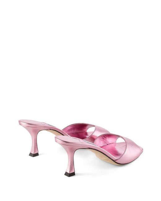 Jimmy Choo Metallic Leather Sky 70 Sandals Shoes in Pink | Lyst