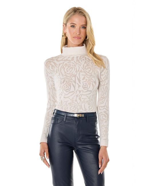 The Noli Shop Alina Rose Turtleneck Top in Natural | Lyst