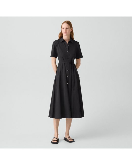 Theory Belted Shirt Dress in Black | Lyst