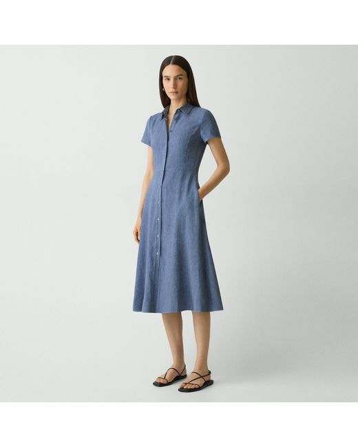 Theory Midi Shirt Dress in Blue | Lyst