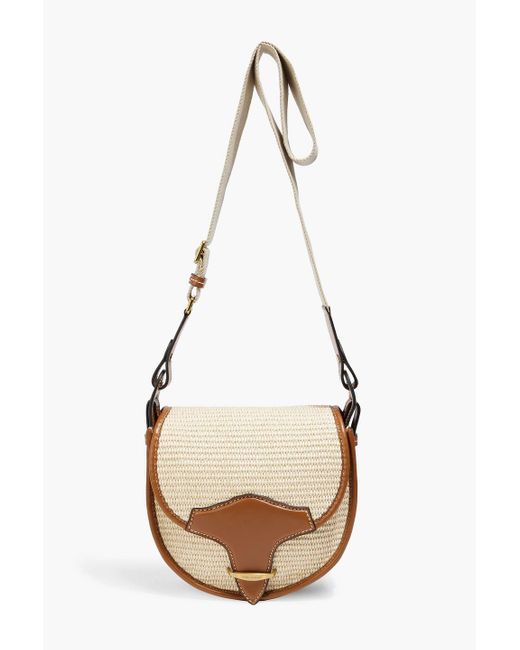 Isabel Marant Botsy Leather-Trimmed Faux Raffia Shoulder Bag in Natural ...