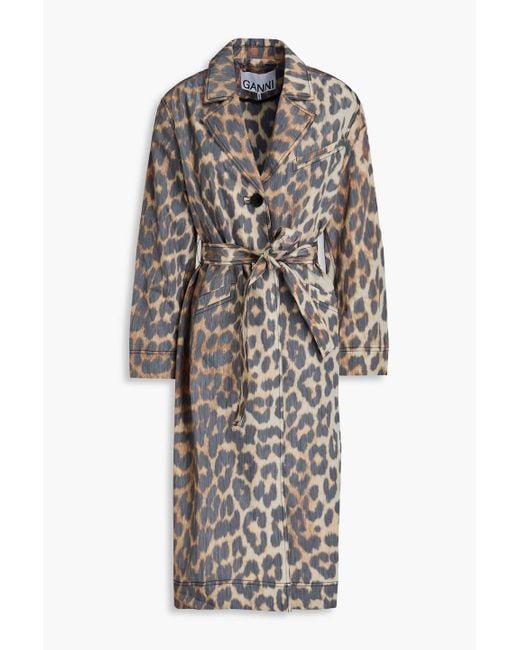 Ganni Leopard-print Shell Trench Coat | Lyst UK