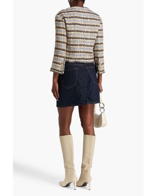 Veronica Beard Sumira Striped Metallic Tweed Jacket in White | Lyst UK