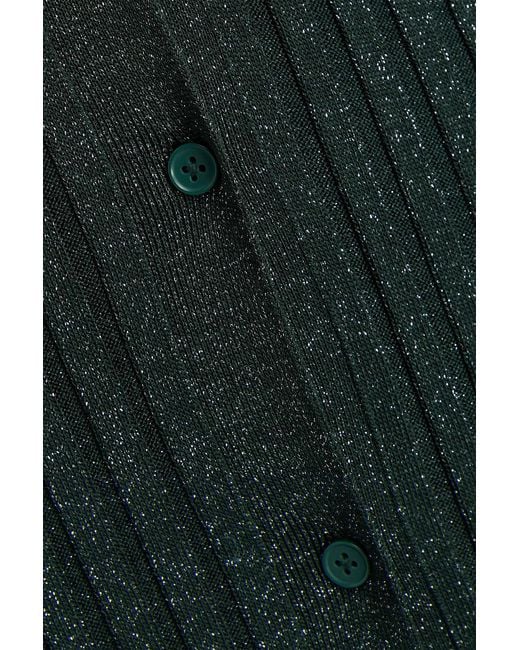 Galvan London Metallic Ribbed-Knit Dress in Green | Lyst UK
