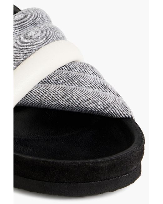 Isabel Marant Holden Denim And Leather Slides in Black | Lyst