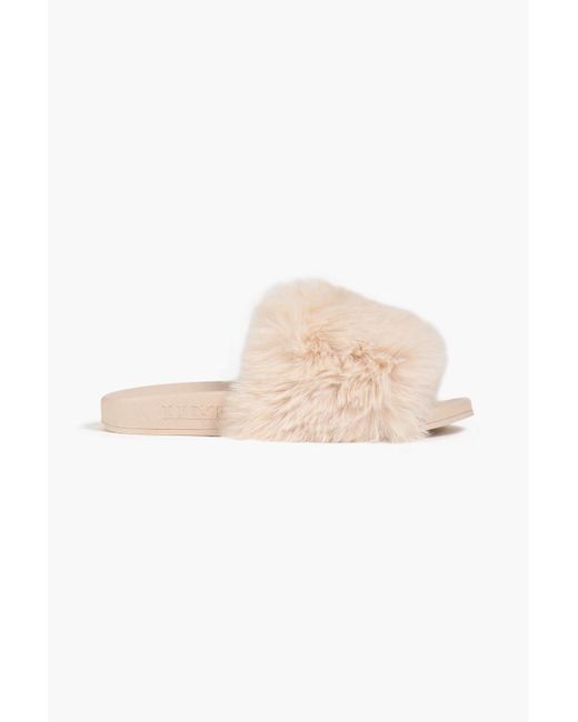 Australia Luxe Faux Fur Slides in White | Lyst UK