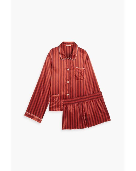 Morgan Lane Ruthie Corey Striped Satin Pajama Set In Red Lyst