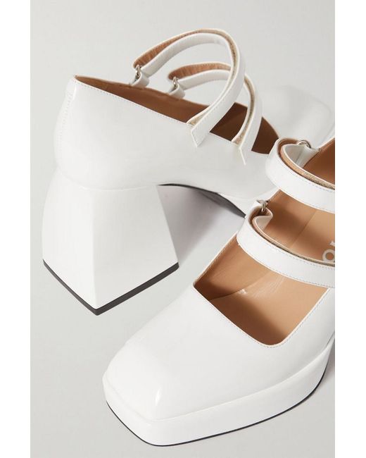NODALETO Bulla Babies Patent-leather Platform Mary Jane Pumps in White ...