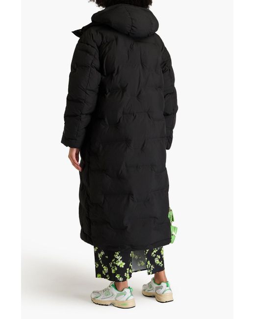Ganni Quilted Shell Hooded Coat in Black | Lyst UK