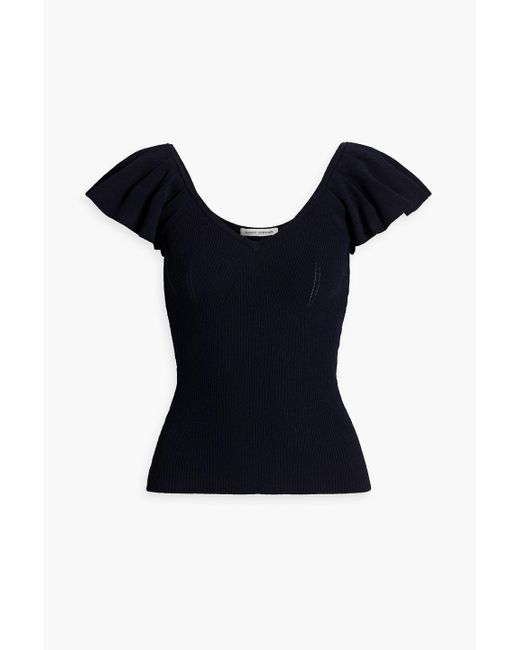 Autumn Cashmere Ruffled Ribbed-knit Top in Blue | Lyst