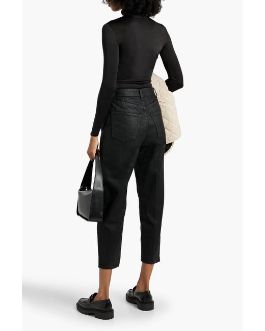 TOTEME Cropped Waxed High-rise Tapered Pants in Black | Lyst