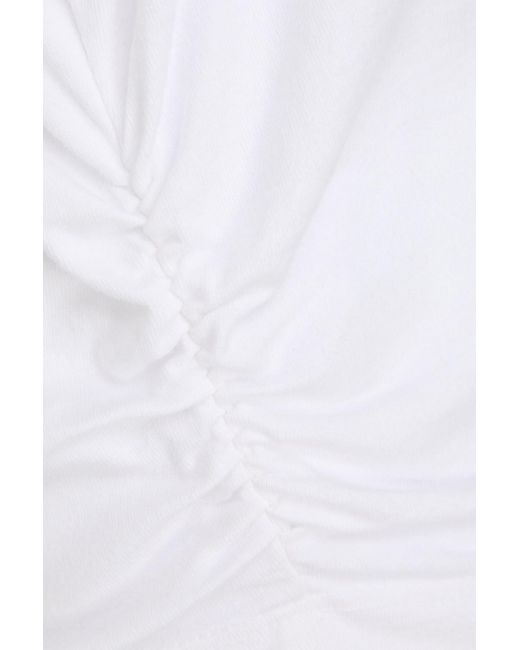 Agolde Shari Ruched Cotton-jersey Top in White | Lyst UK