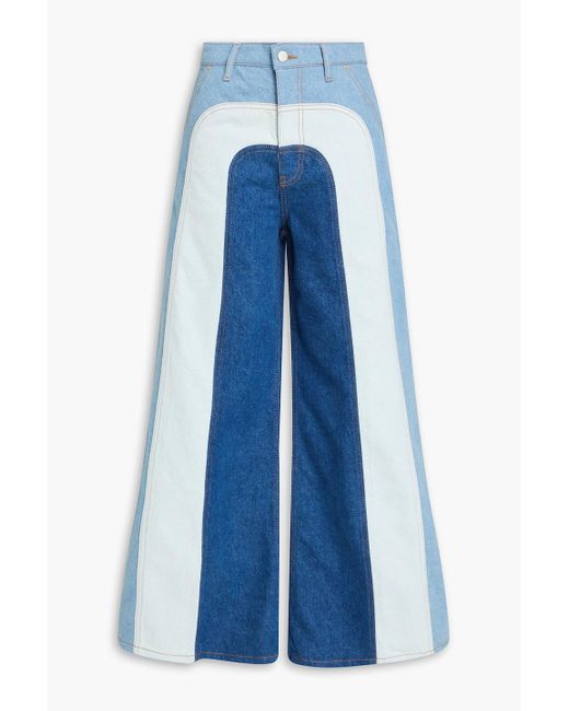 FARM Rio Patchwork-effect High-rise Wide-leg Jeans in Blue | Lyst UK