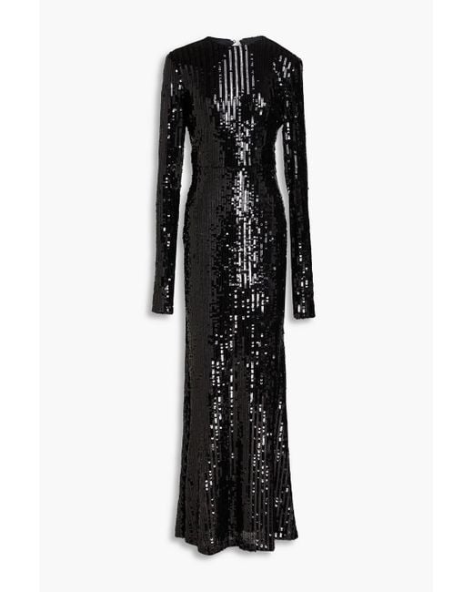 ROTATE BIRGER CHRISTENSEN Sequined Stretch-mesh Maxi Dress in Black | Lyst