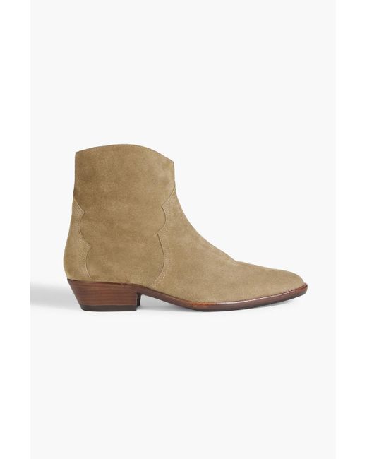 Isabel Marant Story Suede Western Boots in White for Men | Lyst