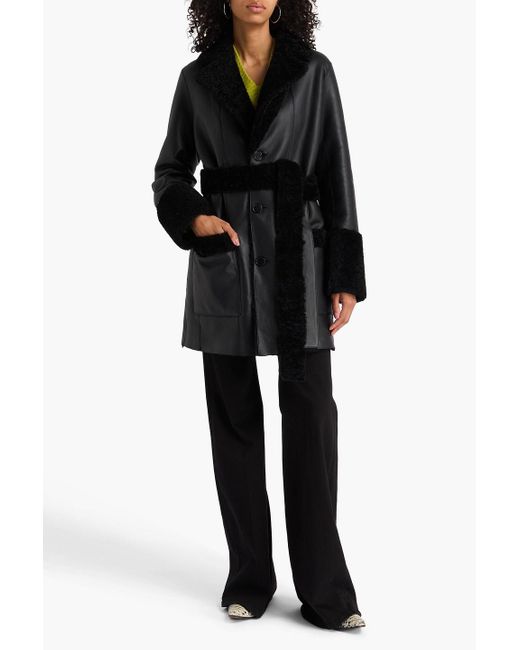 JOSEPH Leman Shearling Coat in Black | Lyst UK
