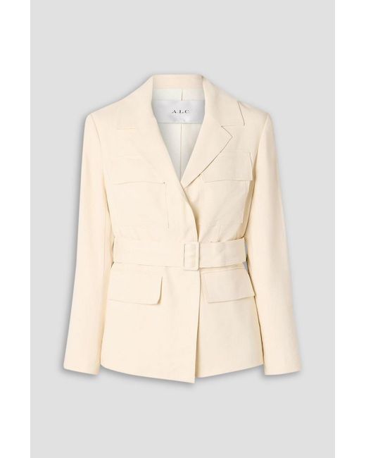 A.L.C. Savannah Belted Linen-blend Twill Jacket in Natural | Lyst
