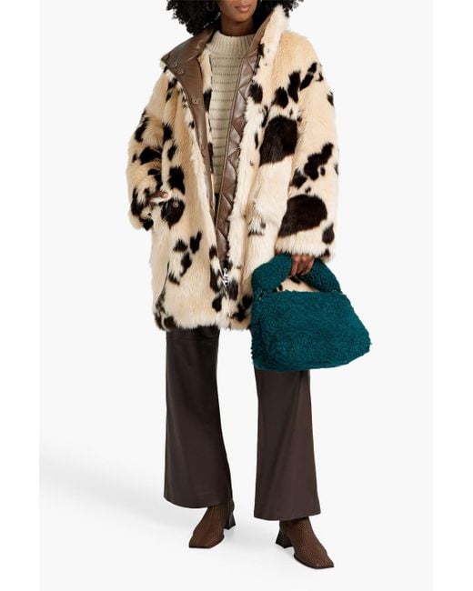 Stand Studio Doona Printed Faux Fur Coat in Natural | Lyst