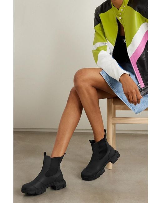 Ganni Rubber Chelsea Boots in Black | Lyst UK