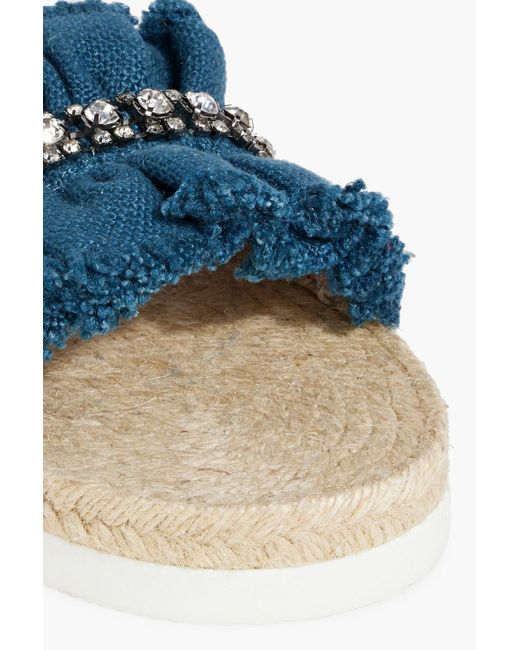 See By Chloé Mollie Crystal-Embellished Canvas Slides in Blue | Lyst