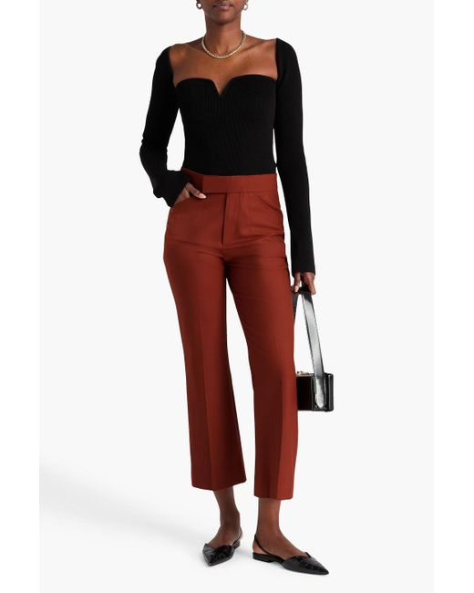 Victoria Beckham Twill Bootcut Pants in Red | Lyst UK